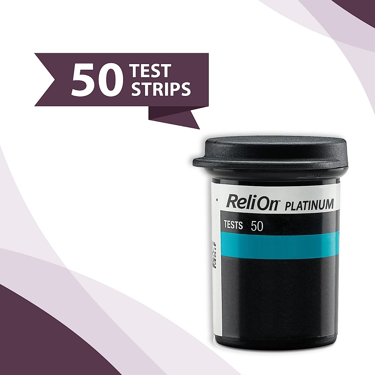 ReliOn Platinum Blood Glucose Test Strips, 50 Ct Bundle with Exclusive Look After Your Diabetes - Better Idea Guide (2 Items)