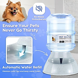 Flexzion Gravity Pet Water Dispenser Drinking Station for Dogs Cats (3 Gallon) Automatic Replenish Waterer for Small Large Breed Dog Cat,Feeding Watering Fountain Supplies Bottle Dish Bowl