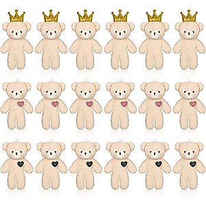 18 Pieces Mini Bear 4.7 Inch Bear Keychain Small Bear Stuffed Animal Jointed Bear Soft Tiny Bear Doll for DIY Keychain Graduation Birthday Wedding Xmas Decorations Party Favor (Mixed Style)