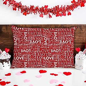 Whaline 12Pcs Valentine's Day Cotton Fabric Bundles Red Black Love Heart Fat Quarter Romantic Quilting Patchwork for DIY Handmade Sewing Crafting, 18 x 22 Inch