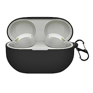 Case for Sony WF-1000XM5 2023, Silicone Case for WF-1000XM5 Case, Shock-Proof, Water-Proof, Anti-Fall Protective Cover for Sony WF 1000XM5 Earbuds Case Cover with Keychain (Black)