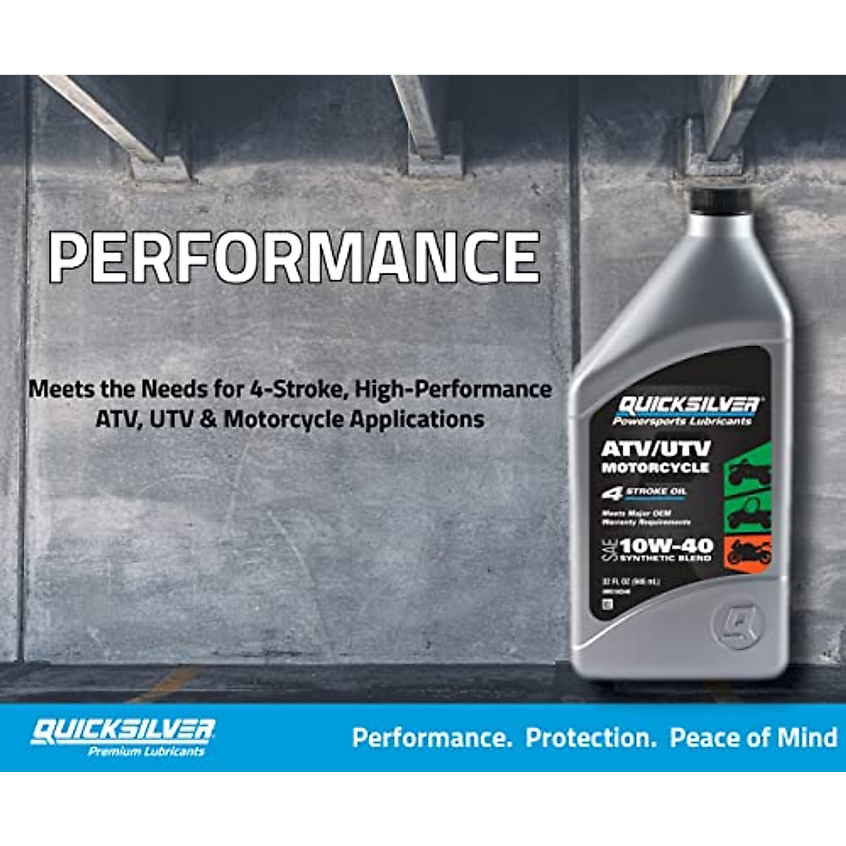 Quicksilver 8M0166408 10W-40 Synthetic Blend ATV/UTV/Motorcycle Oil – 1 Qt.