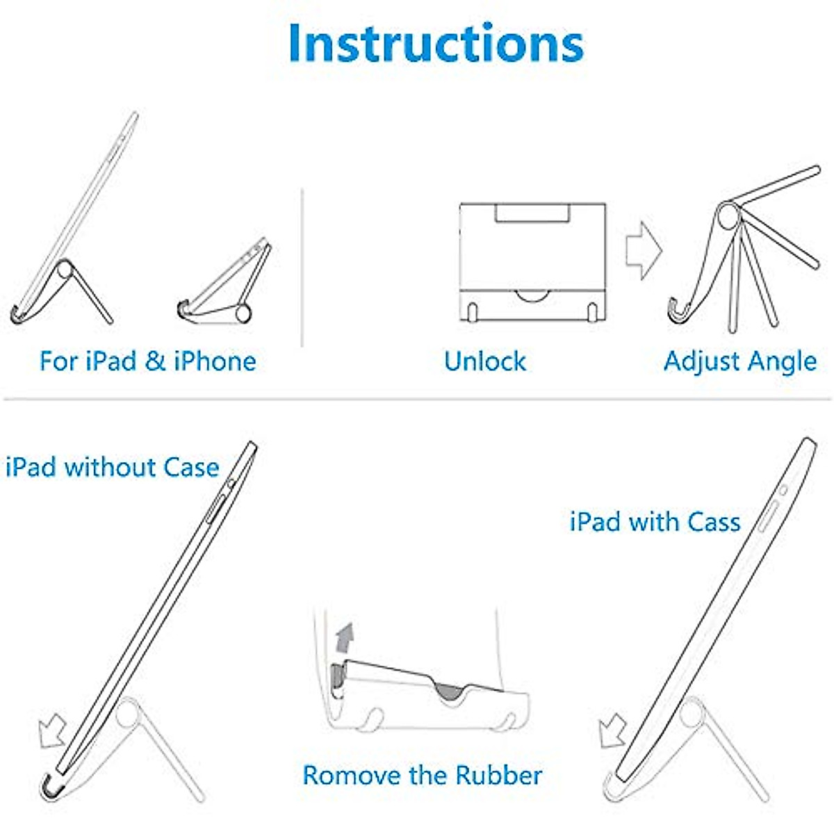 VOVIGGOL 2 Pack Cell Phone Stand for Desk, Foldable Cell Phone Holder Mobile Stand Phone Dock, Adjustable Tablet Stand Holder Compatible with iPhone 12 iPhone 11 Pro Xs X 8 iPad Samsung (Black)