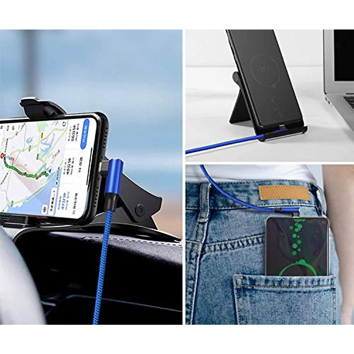 USB Type C Cable 90 Degree [2Pack 6.6FT], Right Angled USB A to C Charger Cable for Samsung Phones and Tablets, Google Pixel, LG and More – 3A Quick Charging Cable & Fast Data Sync Transfer