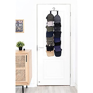 Mkono Closet Storage Rack Baseball Cap Keeper Hanger with 16 Hooks Modern Multifunctional Organizer for Door and Wall Fit Most Hats,