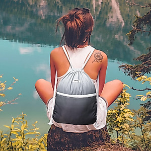 WANDF Drawstring Backpack String Bag Sackpack Cinch Water Resistant Nylon for Gym Shopping Sport Yoga (Grey)