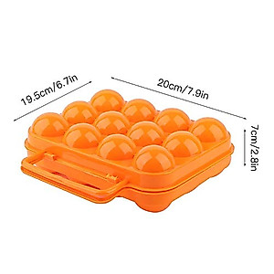 Egg Holder with Dust Proof & Double Side Plastic Storage Box Buckle for Protecting 12 Eggs(Orange)
