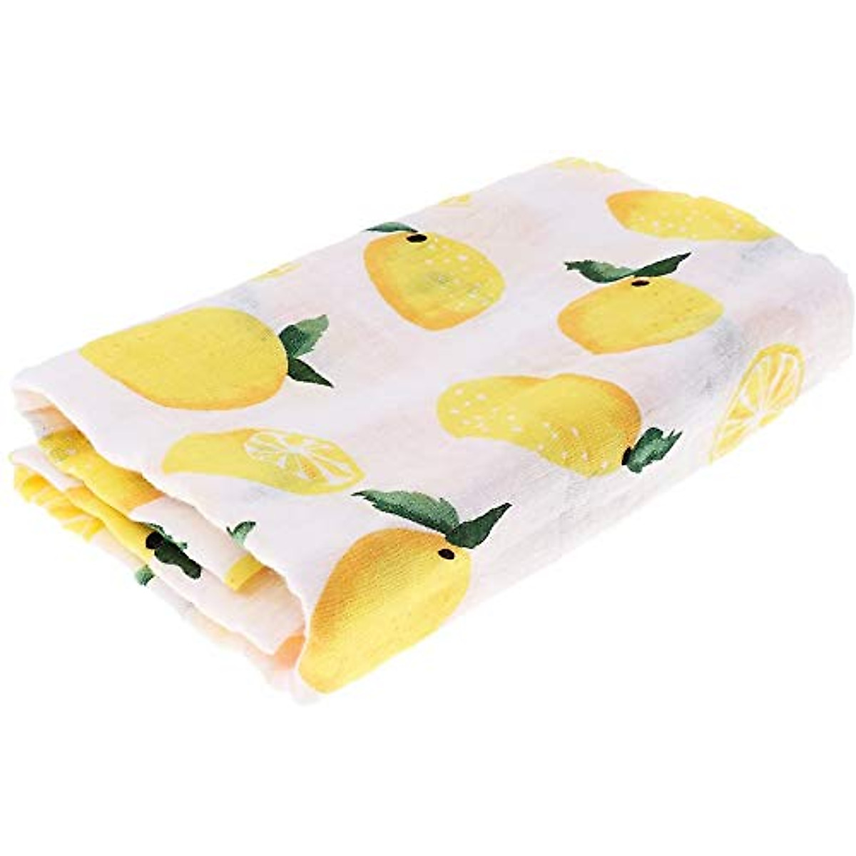Baby Swaddle Blanket Unisex Boys Girls Cotton Muslin Swaddling Blanket Nursing Cover & Burping Cloth - Lemon