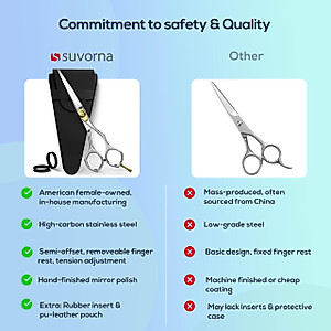 Suvorna 6" hair scissors professional - hair cutting scissors professional - professional hair scissors - hair shears professional - barber scissors professional - hair shears for women, men, & kids.