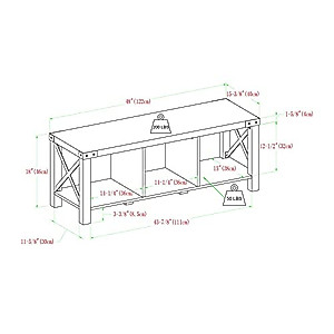 Walker Edison Sedalia Modern Farmhouse Metal X Entryway Bench, 48 Inch, Rustic Oak