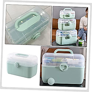KICHOUSE Large Capacity Multi Medicine Organizer Box Lockable Storage Box for Family Use Home Medicine Box with Detachable Tray for Emergency Supplies