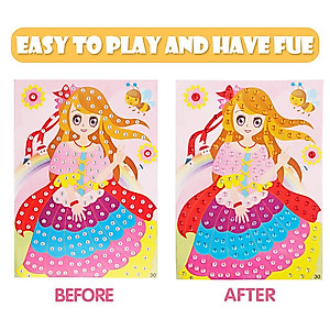 10 Pcs Kids Arts and Crafts Kits-Crystal Mosaic Sticker Painting Learning Education Toys for Toddler Kids, Early Learning Games Handmade Art Kit for Preschool Toddlers Boys Girls.