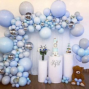 Pastel Blue Balloons 55 pcs Blue Party Latex Balloon 18inch 12inch 5inch for Birthday Baby Bridal Shower Wedding Party Decorations