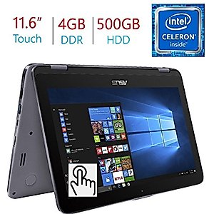 2018 Newest Business Asus VivoBook Flip 11.6" 2-in-1 HD Touchscreen Laptop/Tablet, Intel Dual Core N3350, 4GB DDR3 RAM, 500GB HDD, WiFi, Fingerprint Reader, Windows 10 Home, Stylus Pen Included