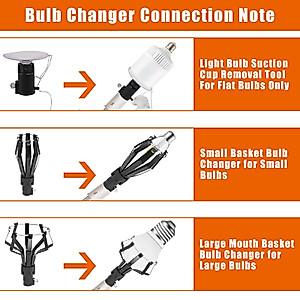 Frebuta Light Bulb Changer Pole,26 to 146In Light Bulb Changer for High Ceilings with Baskets and Suction Cup Light Bulb Remover Long Handle Multi-Purpose Extension Pole Stainless Steel Tube Study