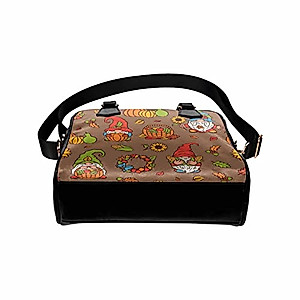 InterestPrint Pumpkin, Sun-flower, Au-tumn Leaves Womens Top Handle PU Leather Shoulder Satchel Bag