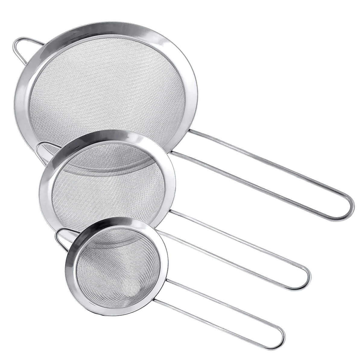 U.S. Kitchen Supply - Set of 3 Premium Quality Extra Fine Twill Mesh Stainless Steel Conical Strainers - 3", 4" and 5.5" Sizes - Chinois to Sift, Strain, Drain and Rinse Vegetables, Pastas & Teas