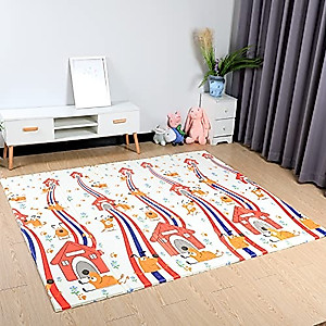 BabeLab Foldable Baby Play Mat - Large Double-Sided Reversible Folding Portable Waterproof Crawling Activity Foam Playmat (Colorful Doggie)