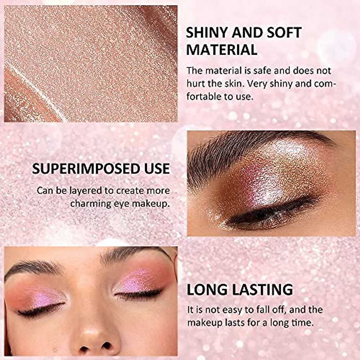 4 Colors Liquid Glitter Eyeshadow Eyeliner Makeup Sticks.Waterproof Pink Purple Silver Golden Liquid Iridescent Sparkle Eyeliner Eyeshadow Eyelid.Quick-Drying