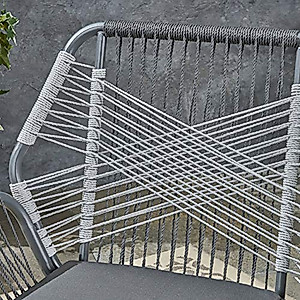 Christopher Knight Home Gloria Outdoor Rope and Steel Club Chairs (Set of 2), Gray/Gray/White