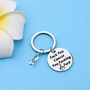 PENQI Fuck Cancer Keychain Cancer Awareness Hope Gift Fuck You Cancer You Fucking Fuck Cancer Survivor Jewelry (K fucking fuck)