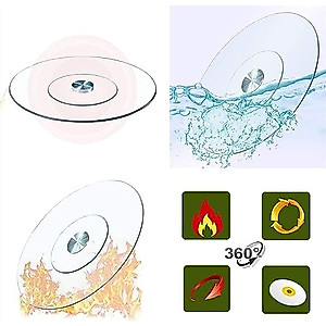 Lazy Susans Turntable Tempered Glass Lazy Susan Turntable， Round Clear Serving Plate Rotating Stand Kitchen Dining Table Tray Tabletop Organizer Spices Storage Holder (Size : 60cm/23.6)