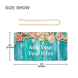 Starfish Shell Wood Grain Personalized Board Hanging Door Sign 6" x11" Welcome Sign Front Porch Wall Plaque House Wood Sign Garden Yard Home Farmhouse Decor Hanging