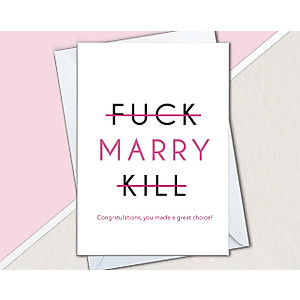 The Cardtel Funny Wedding Card for Couples Friends, Humor Congratulations Card For Newly Married or Engaged Couple, Wedding Gift For Bride, F Marry Kill Engagement Card For Newlyweds (F Marry K*ll)