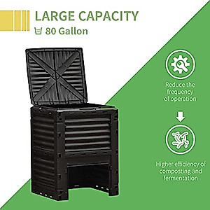 Outsunny Garden Compost Bin 80 Gallon Outdoor Large Capacity Composter Fast Create Fertile Soil Aerating Box, Easy Assembly, Yellow