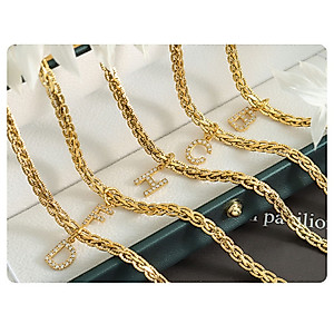 GOGOEY Dainty Initial Necklaces for Women, 18K Gold Filled Vintage Choker Necklaces Simple Cubic Zircon Letter Pendant Initial Choker Necklace Gift for Women Necklace Jewelry (M)