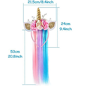 Lorfancy Unicorn Headband for Girls Unicorn Costume Birthday Halloween Party Unicorn Party Supplies Favors(Headband)