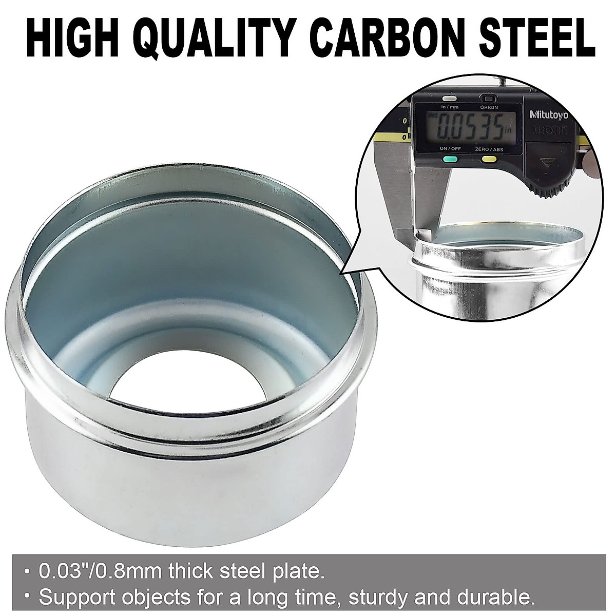 JADODE Trailer Bearing Dust Cap 2.44 in Trailer Axle Dust Cap with 8 Rubber Plugs Heavy Duty Grease Covers Bolt Metal Trailer Hub Dust Caps for Most 5200-6000lbs Trailer Dexter Trailer Camper RV