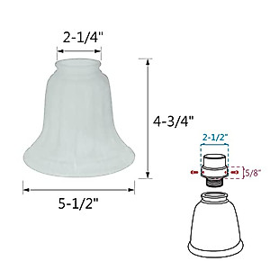 Aspen Creative 23008-4 Transitional Frosted Bell Shape Ceiling Fan Glass Shade.2-1/8"Fitter.Size:5-1/2"D x 4-3/4"H.4Pcs/Pack