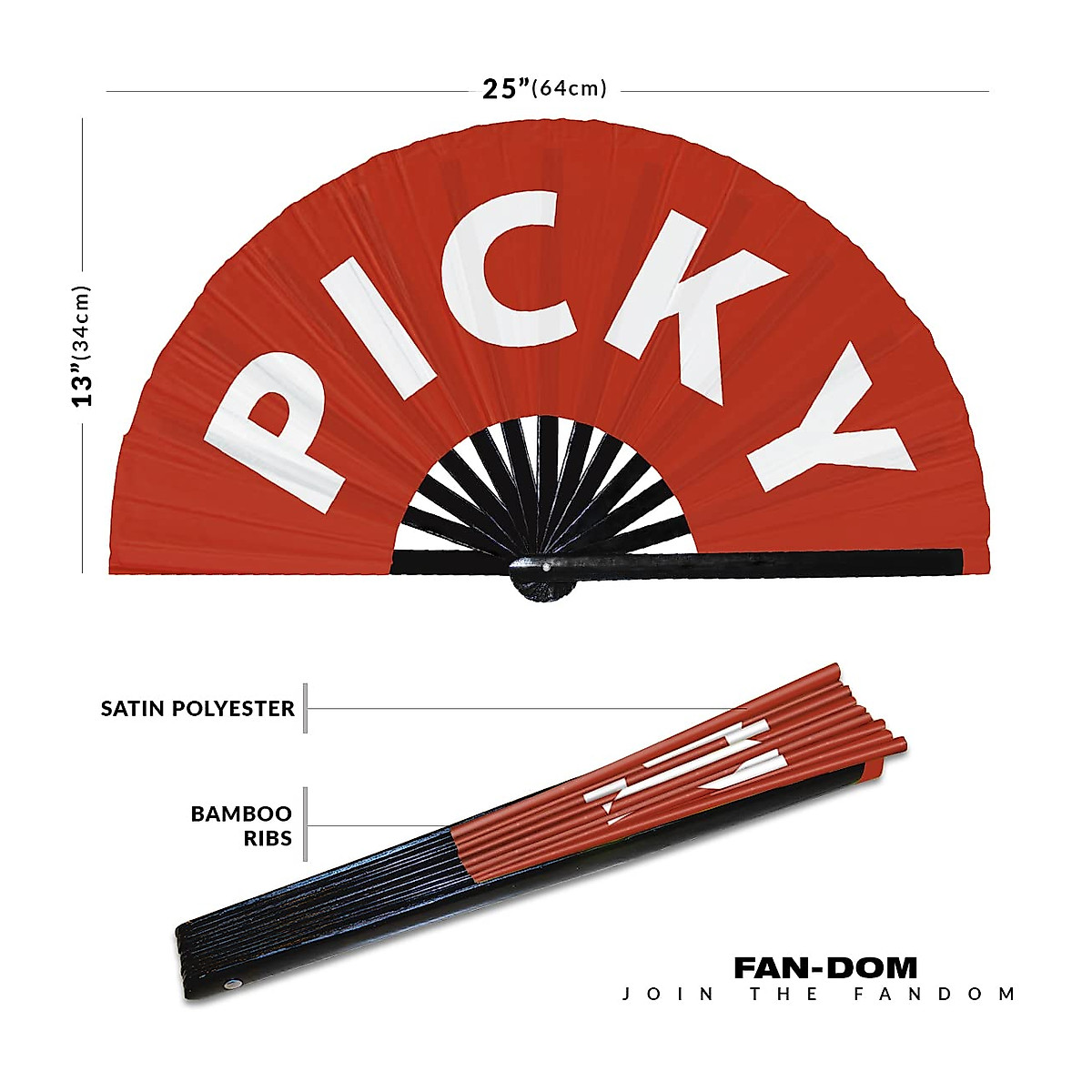 Picky Hand Fan Foldable Bamboo Circuit Hand Fan Funny Gag Slang Words Expressions Statement Gifts Festival Accessories Rave Handheld Circuit Event Fan Clack Fans (Red)