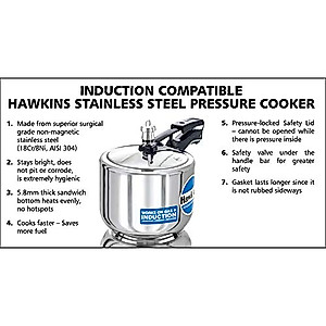 Hawkins B33 Pressure Cooker Stainless Steel, Small, Silver