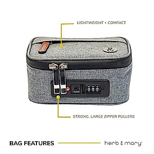 Herb & Mary Trendy Accessories Bag 7" x 4" x 3.25" Storage Case with Carbon Lining | Travel Size Organisation | Integrated Combination Lock
