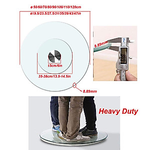 90cm/35inch Rotating Turntable Lazy Susan for Kitchen Dining Table Tabletop, 9mm Thick Round Clear Glass Rotating Tray Serving Plate, Explosion-Proof Tempered Glass