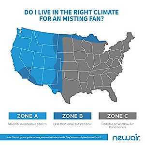NewAir Outdoor Patio Misting Fan | 2-in-1 Outdoor Deck & Mister Fan | 5 Gentle Mist Nozzles | Outside Cooling Fan With 600 Square Foot Effective Range | Steel Construction