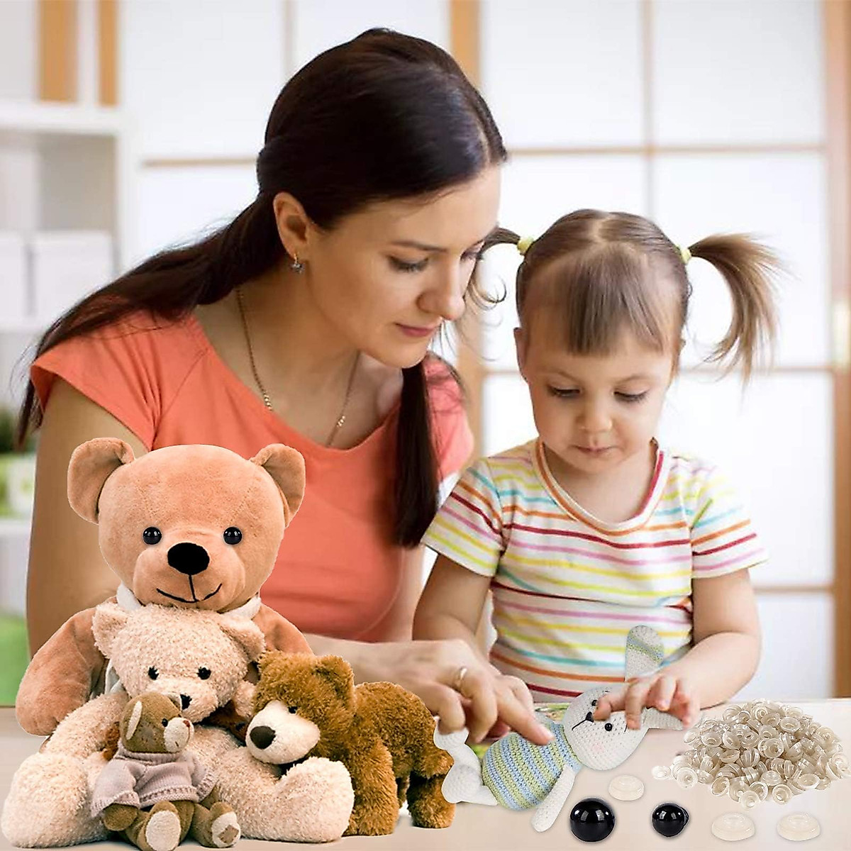 Vanblue Safety Eyes 300Pcs 6-12 mm Plastic Safety Eyes Craft Eyes with Washers for Amigurumi Stuffed Animal Crochet Projects Teddy Bear Puppet Toys DIY Crafts Making