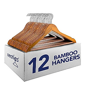 Neaties Bamboo Wood Hangers | Cherry Finish | with 360° Degree Swivel Hook & Smooth Cut Notches | 12Pack