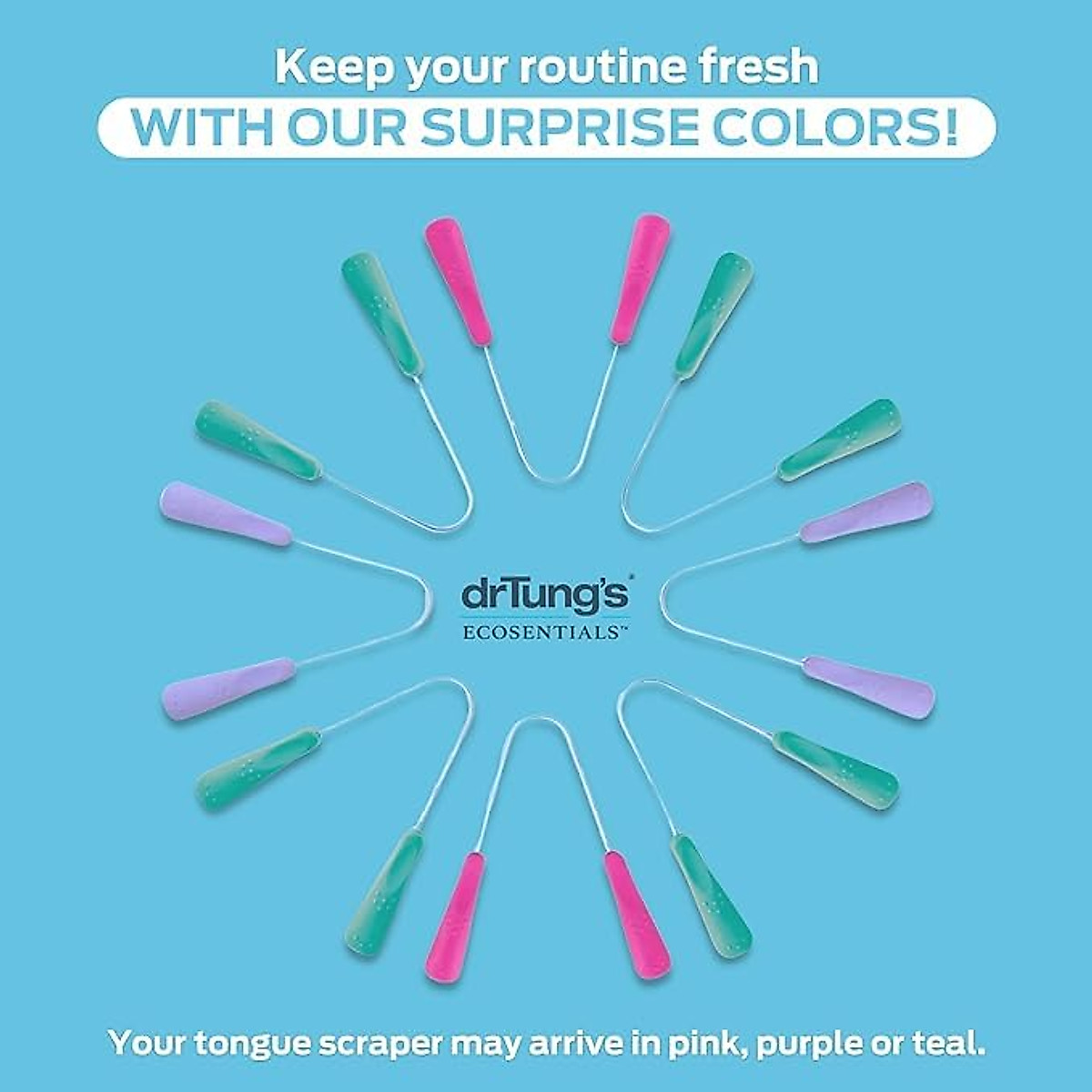 DrTung’s Stainless Steel Metal Tongue Scraper - Tongue Cleaner for Adults, Kids, Helps Freshen Breath, Easy to Use Comfort Grip Handle, Comes with Fabric Travel Pouch - 6 Pack