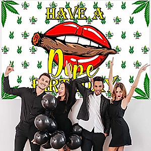 4 x 6ft Happy Birthday Party Have A Dope Decorations Banner White Green - Weed Leaves Theme Photo Booth Backdrop Party Supplies for Women and Men