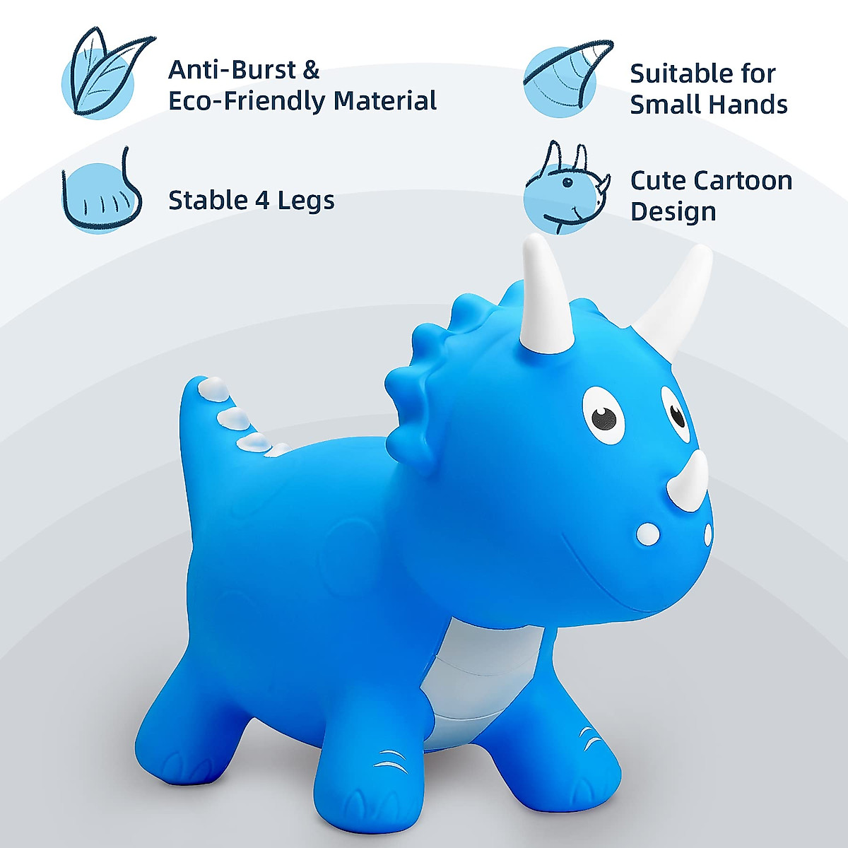 EVERICH TOY Kids Dinosaur Bouncy Animal Toys, Inflatable Triceratops Bouncer, Ride on Bounce Hopper, Indoor Outdoor Activity Birthday Gift for 18 Months 2 3 4 Years Old Boys