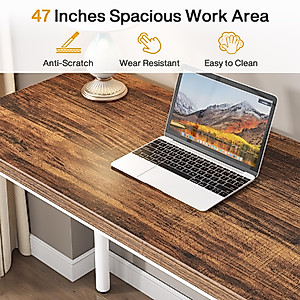 Tribesigns Computer Desk with 5 Drawers, 47 inches Rustic Brown Home Office Desk with Storage, Modern Simple Laptop Desk Study Writing Table for Small Spaces (Reversible Drawer Cabinet)