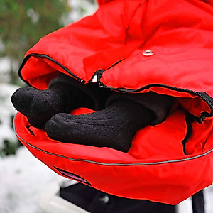 CozyMe Universal Winter Stroller Footmuff,Waterproof Toddler Travel Gear Sleeping Bag, Anti-Slip,Length Extendable,Multifunction Use Bunting Bag for 6-36M,Red