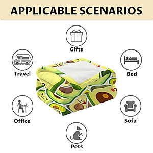 Avocado Throw Blanket - Soft, Fuzzy & Warm - 40x50 Inches Small Blanket for Couch, Sofa - Green Cute Throw Gift for Girls, Boys