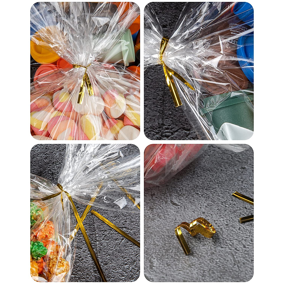 100pcs Cellophane Bags 10x14 Cellophane Wrap Goodie Bags Large Clear Gift Bags Party Favors Bags Clear Treat Bags with Ties Plastic Gift Bags Packaging Bags for Cookie Candy