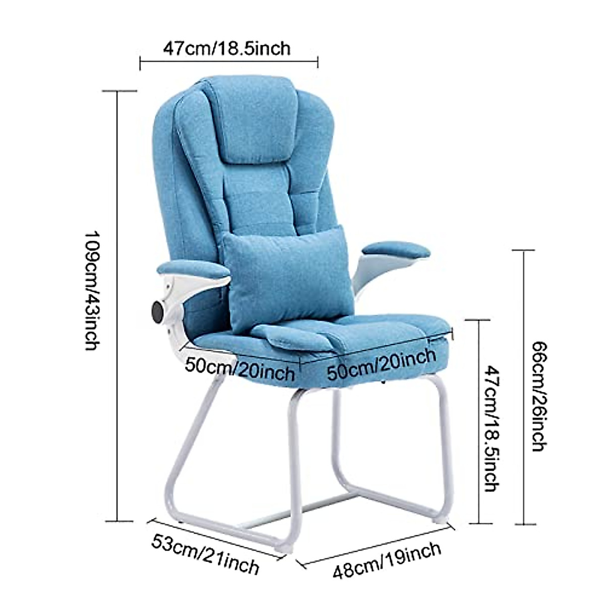 SAZDFY Waiting Room Guest Chair with Sled Base and Armrest,No Wheels Desk Chair Pu Leather Conference Room Chairs, Modern Office Chair Heavy Duty Reception Chair(53x48x109cm(21x19x43in), Black1)