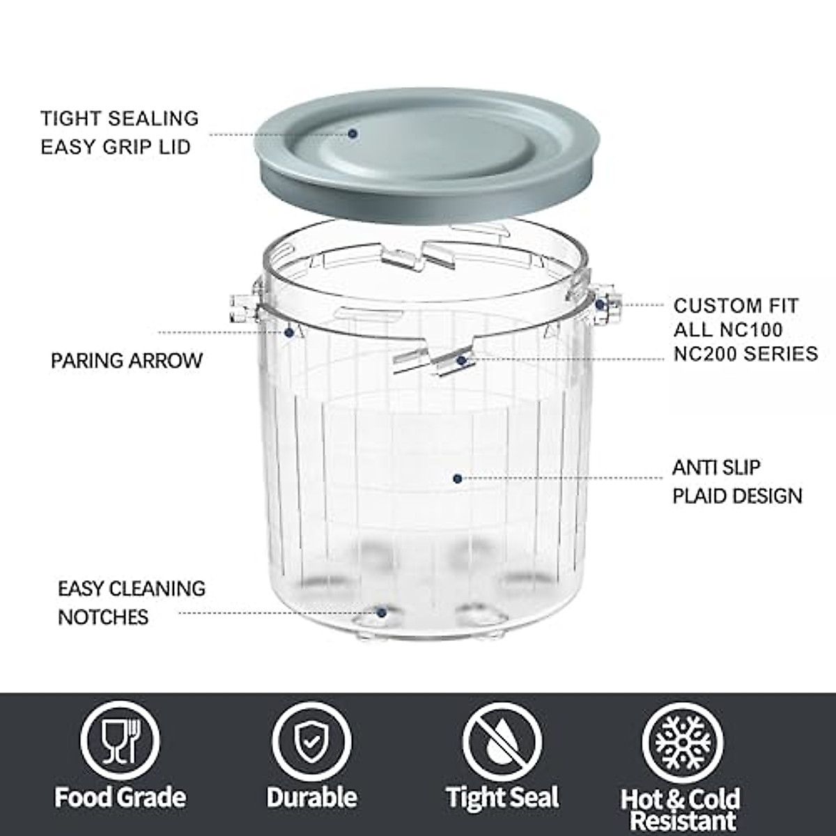 Omnikit Containers Replacement for Ninja Creami Pints and Lids - 4 Pack, 16oz Cups Compatible with NC301 NC300 NC299AMZ NC290 Series Ice Cream Maker - Airtight Anti-slip (Breeze series - 4 pack - 2)