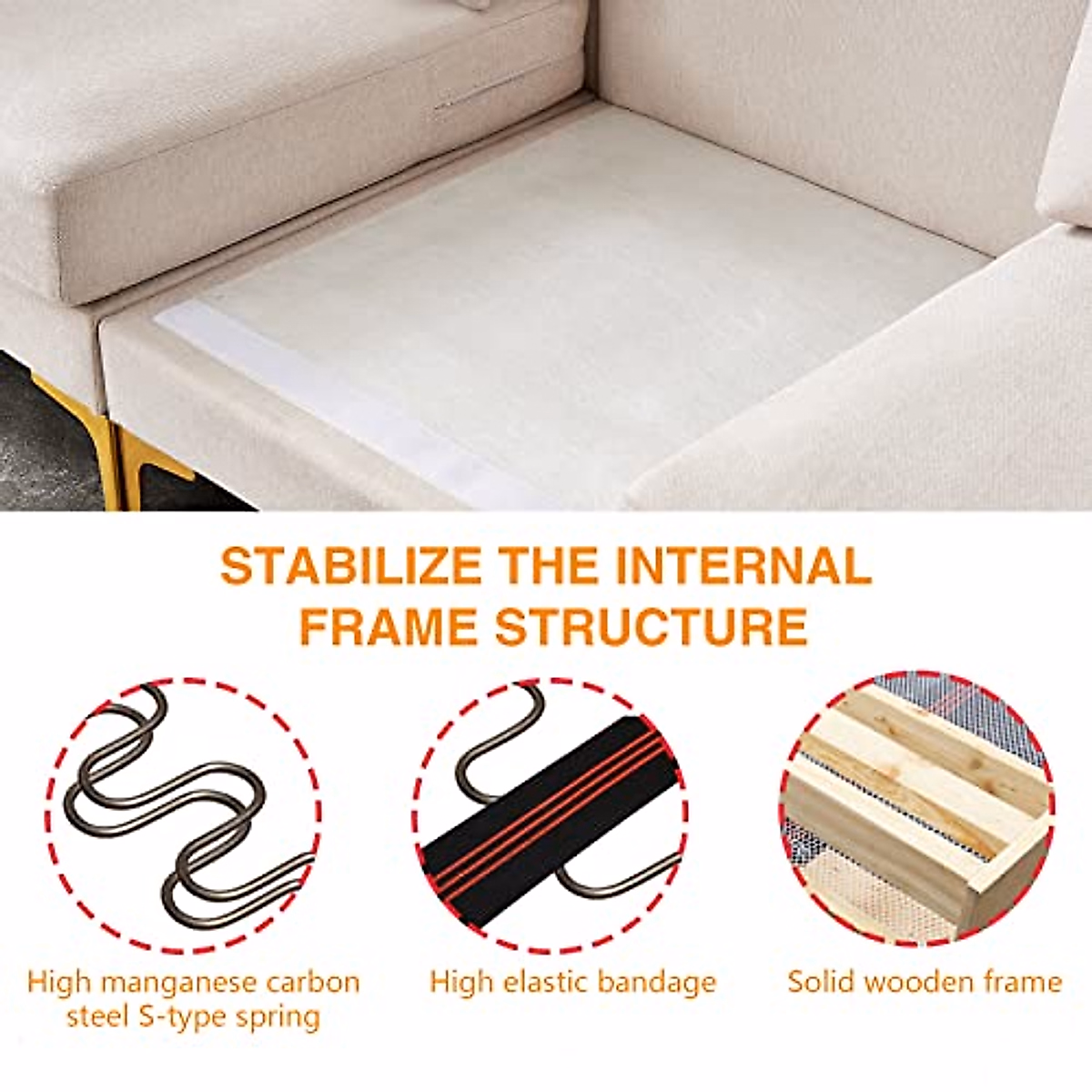 Eafurn Modular Sectional Reversible Chaise Lounge and Moveable Ottoman,Free Combination L Shaped Convertible, 3 Seat Upholstered Sofa & Couch for Living Room,Office, Beige